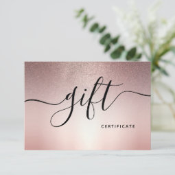 Rose Gold Glitter Beauty Salon Elegant Gift Card | Zazzle