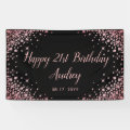 Rose Gold Glitter Black 21st Birthday Monogram Banner | Zazzle