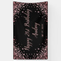 Rose Gold Glitter Black 21st Birthday Monogram Banner | Zazzle