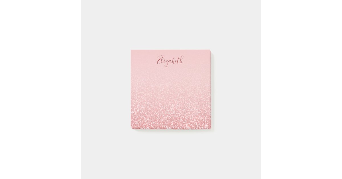 Rose Gold Glitter Blush Ombre Personalized Name Post-it Notes | Zazzle