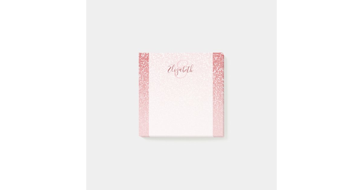 Rose Gold Glitter Blush Ombre Personalized Post-it Notes | Zazzle