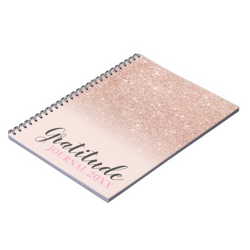 Rose gold glitter blush pink gratitude journal | Zazzle