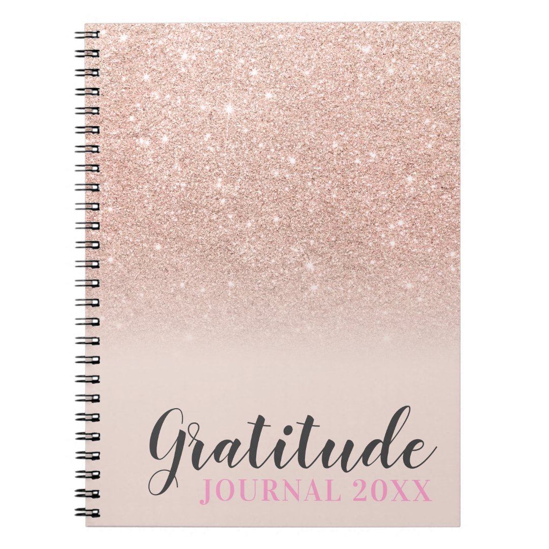 Rose gold glitter blush pink gratitude journal | Zazzle