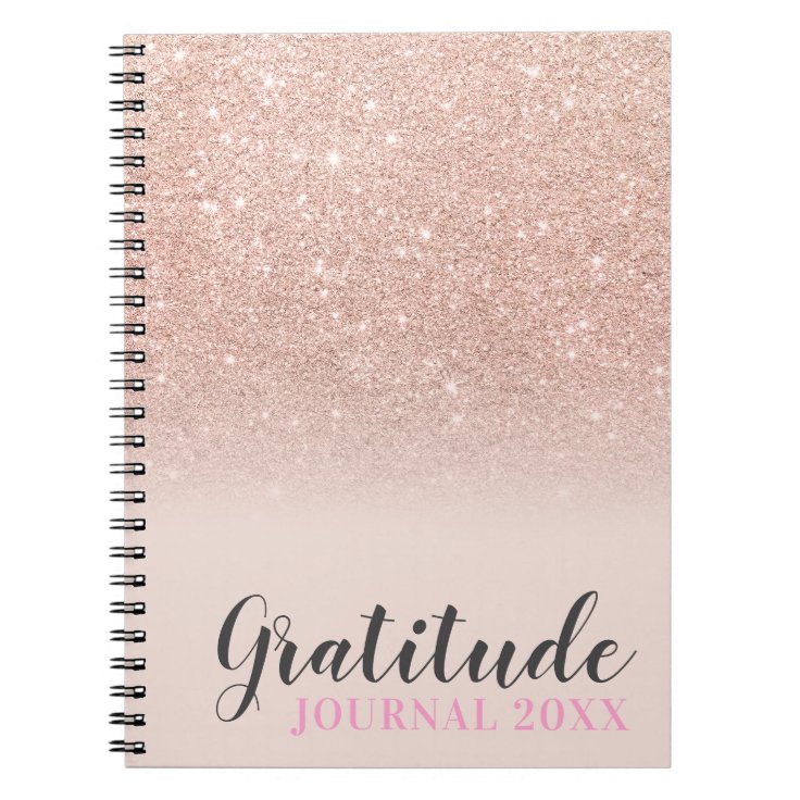 Rose gold glitter blush pink gratitude journal | Zazzle