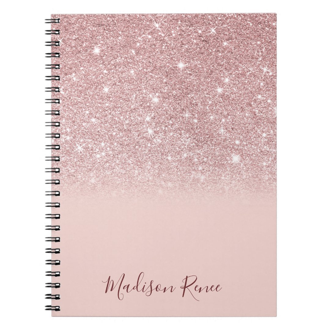 Rose Gold Glitter Blush Pink Ombre Notebook | Zazzle