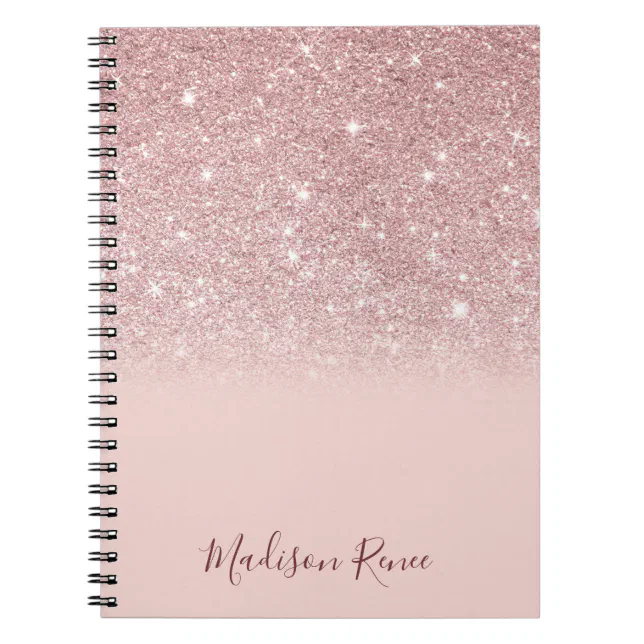 Rose Gold Glitter Blush Pink Ombre Notebook | Zazzle