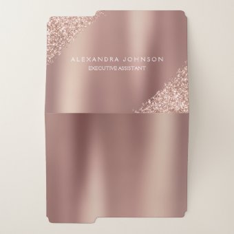 Rose Gold Glitter | Blush Pink Sparkle Glitter File Folder | Zazzle