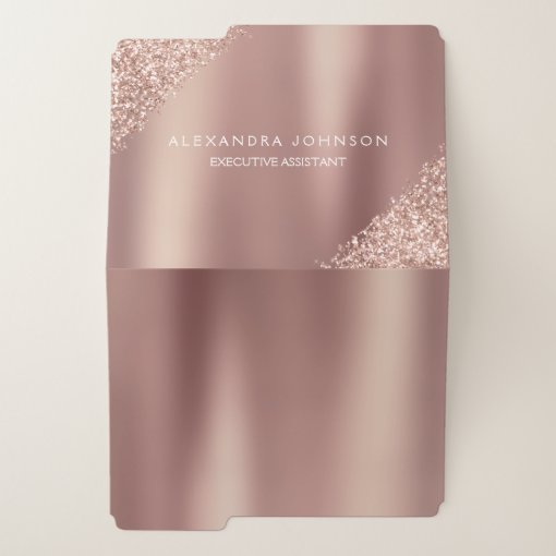 Rose Gold Glitter | Blush Pink Sparkle Glitter File Folder | Zazzle