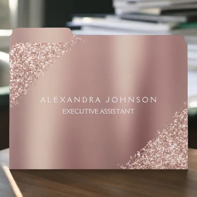 Rose Gold Glitter | Blush Pink Sparkle Glitter File Folder | Zazzle