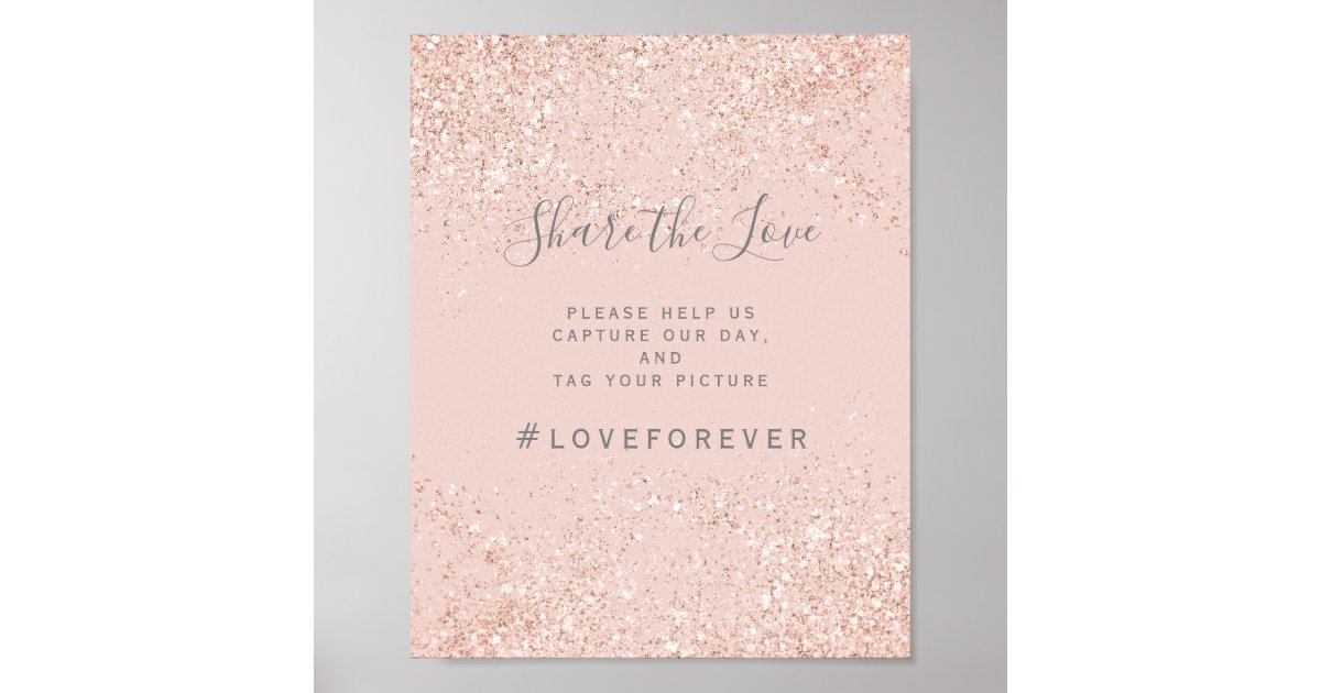 Rose gold glitter blush pink wedding sign | Zazzle