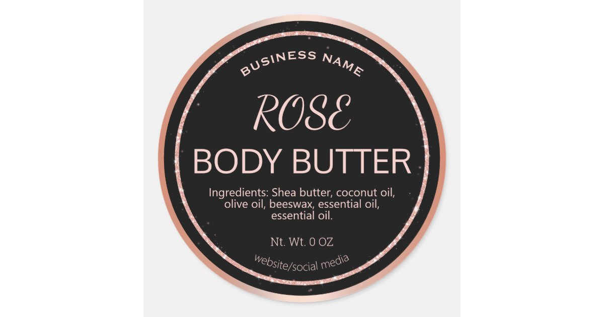 Rose Gold Glitter Body Butter Labels | Zazzle