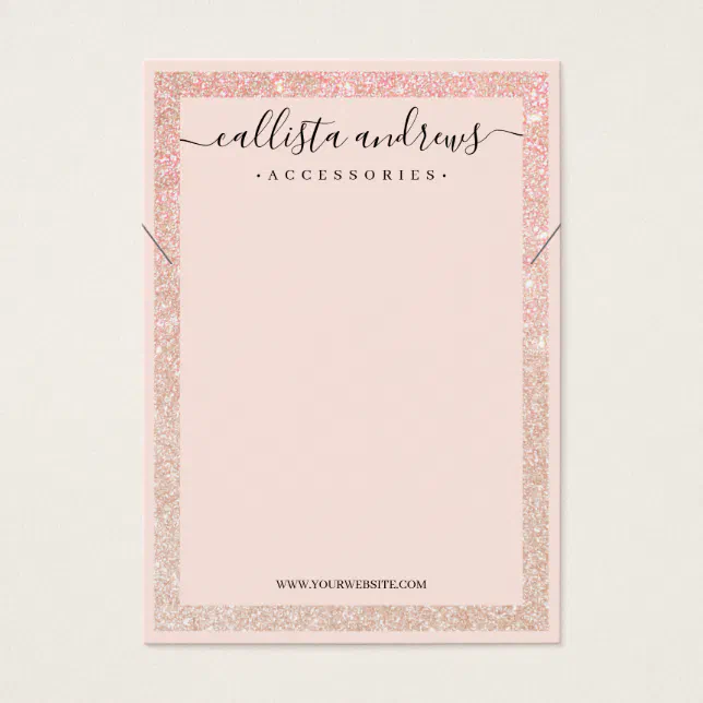 Rose Gold Glitter Border Cursive Necklace Display | Zazzle