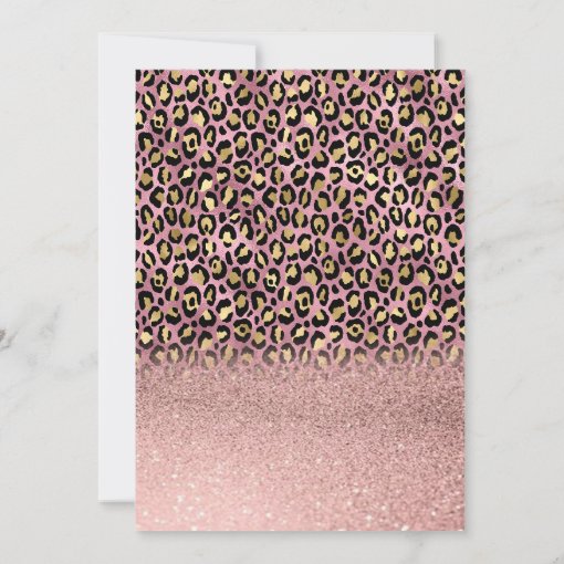 Rose Gold Glitter Border Leopard 50th Birthday Invitation | Zazzle