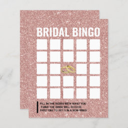 Rose Gold Glitter Bridal Shower Bingo Game Card | Zazzle
