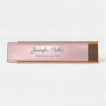 Rose Gold Glitter Calligraphy Text Elegant Modern Desk Name Plate | Zazzle