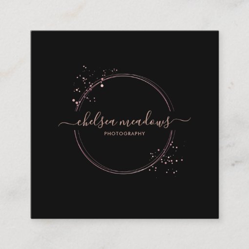 Rose Gold Glitter Circle Logo Business Card | Zazzle