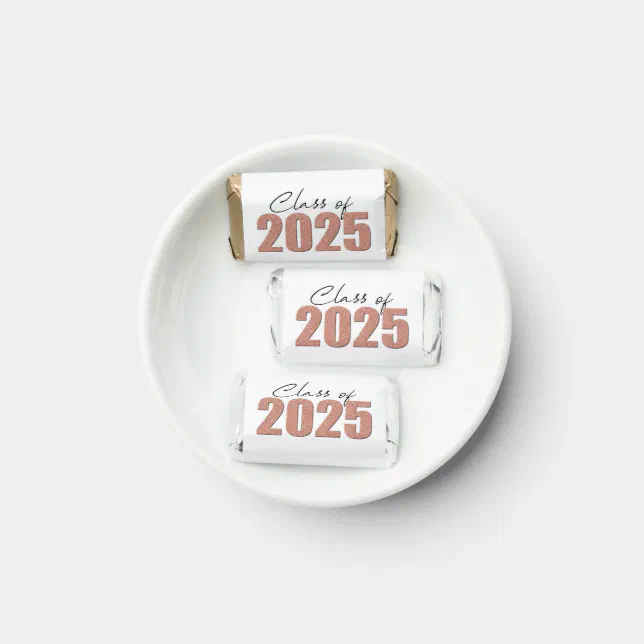 Rose Gold Glitter Class of 2025 Hershey's Miniatures | Zazzle