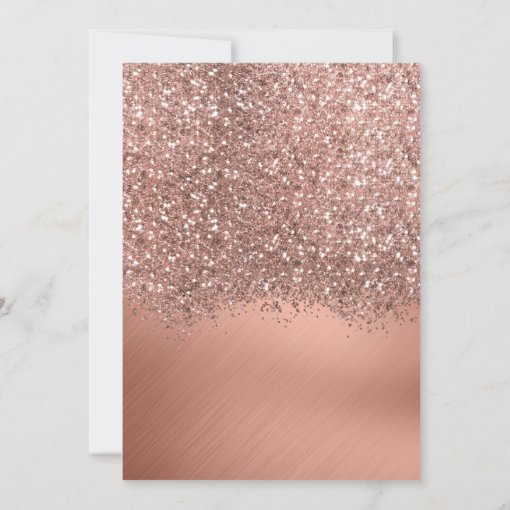 Rose Gold Glitter Confetti Metallic Birthday Invitation | Zazzle