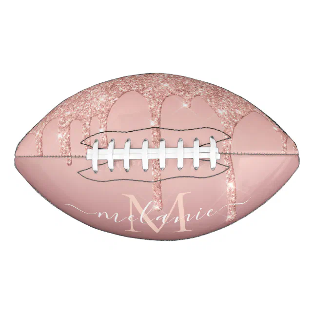 Rose Gold Glitter Custom Letter Name Football Gift | Zazzle