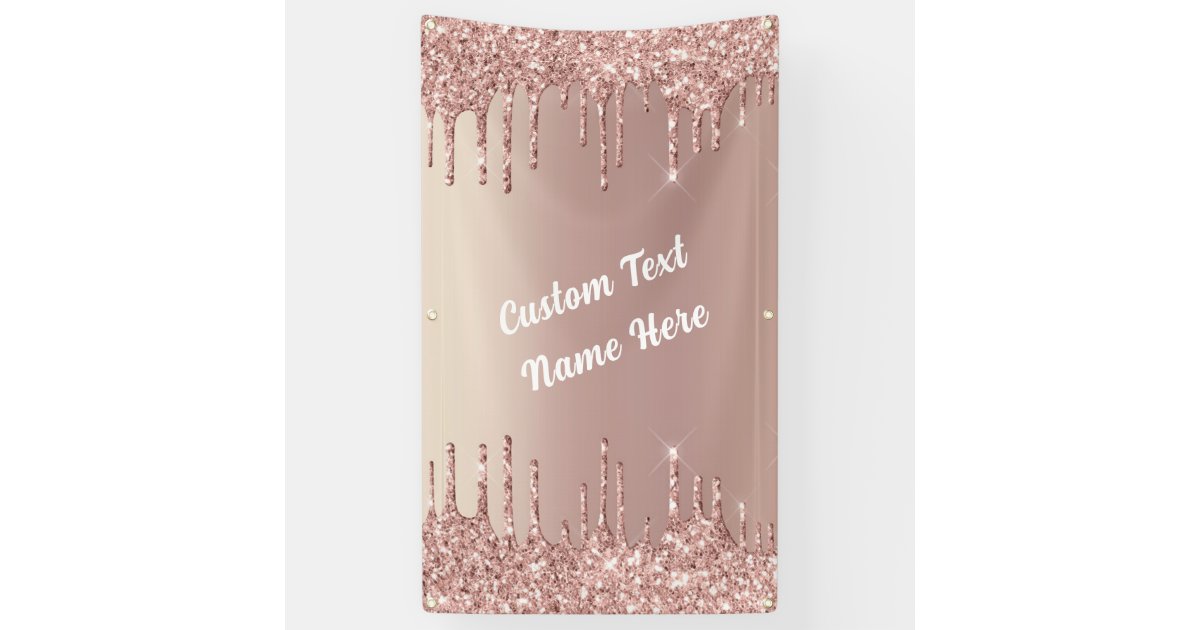 Rose Gold Glitter Custom Text Your Name Banner | Zazzle