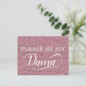 Rose Gold Glitter Dama Quinceanera Dama Proposal Invitation Postcard ...