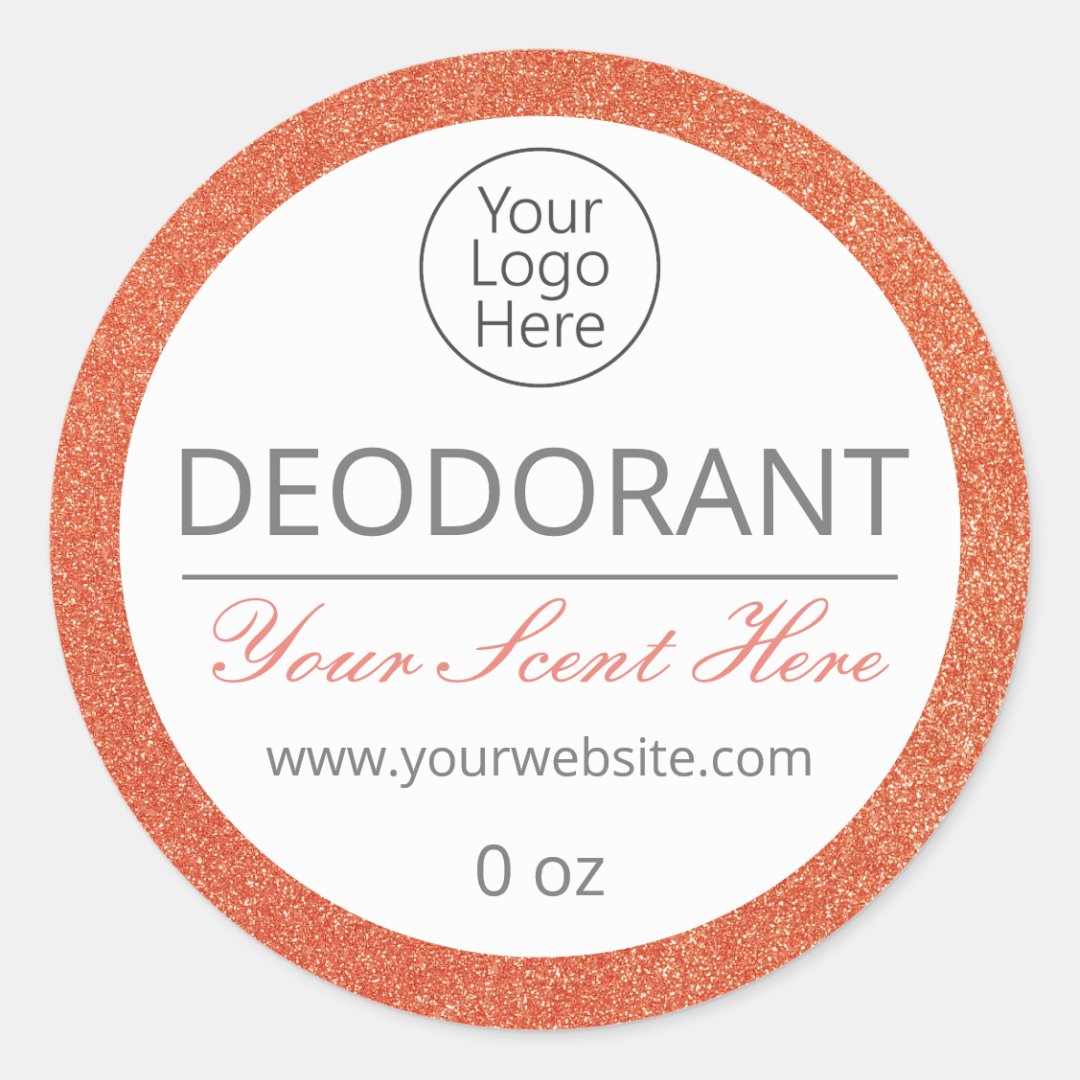 Rose Gold Glitter Deodorant Labels Business Logo | Zazzle