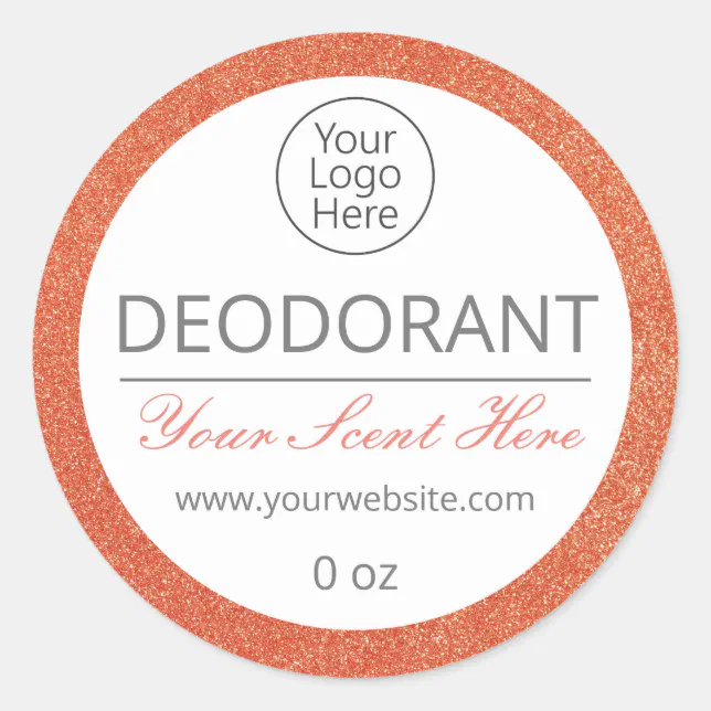 Rose Gold Glitter Deodorant Labels Business Logo | Zazzle