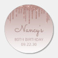 Rose Gold Glitter Drip 80th Birthday Party Hershey®'s Kisses® | Zazzle