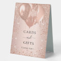 Rose gold glitter drips blush cards gifts sign | Zazzle