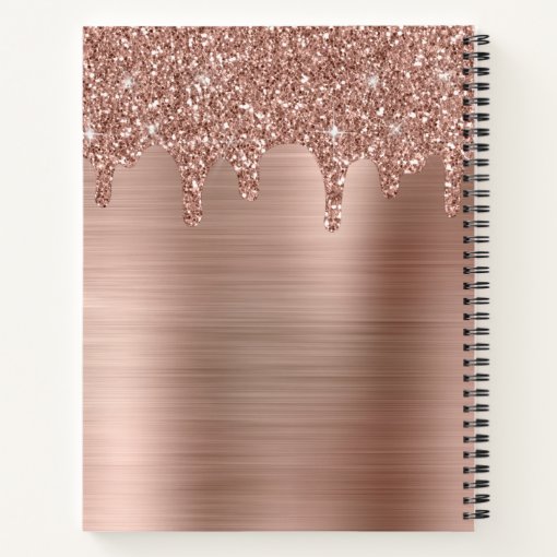 Rose Gold Glitter Drips Personalized Writers Notebook | Zazzle