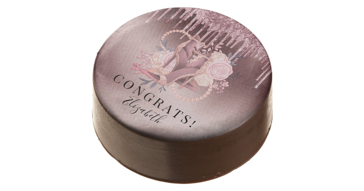 Rose Gold Glitter Drips Surprise Retirement Chocolate Covered Oreo | Zazzle