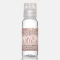 Rose Gold Glitter Drips Sweet 16 Travel Bottle Set Hand Sanitizer
