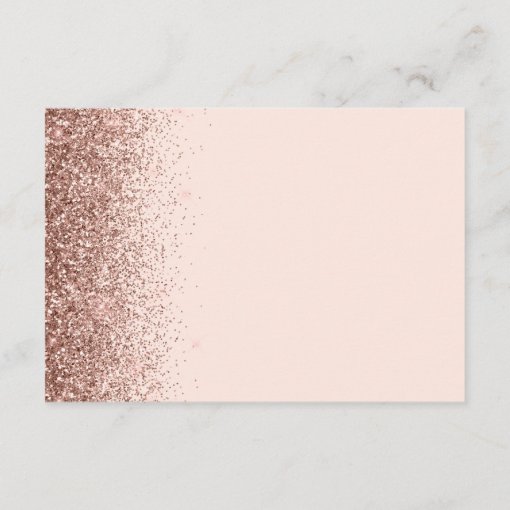 Rose Gold Glitter Edge Blush Pink Wedding Details Enclosure Card | Zazzle