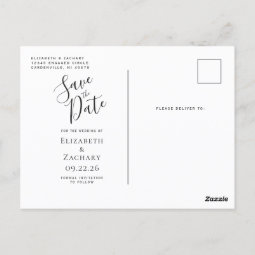 Rose Gold Glitter Edge Photo Save the Date Postcard | Zazzle