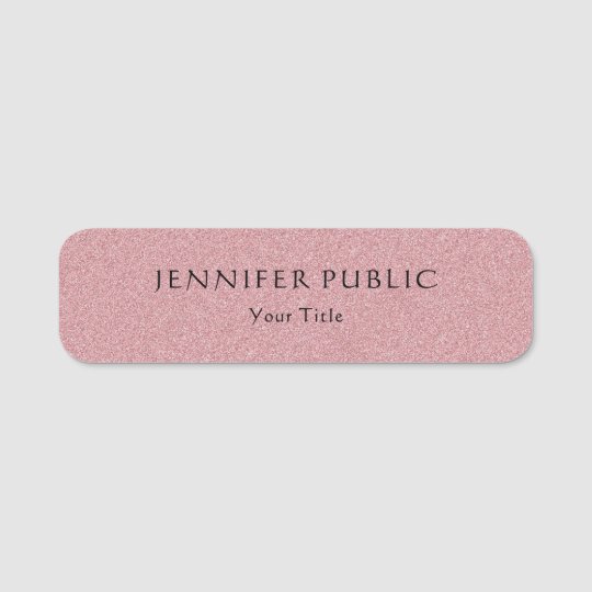Rose Gold Glitter Elegant Modern Professional Name Tag | Zazzle.com