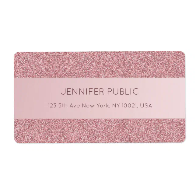 Rose Gold Glitter Elegant Trendy Template Shipping Label | Zazzle