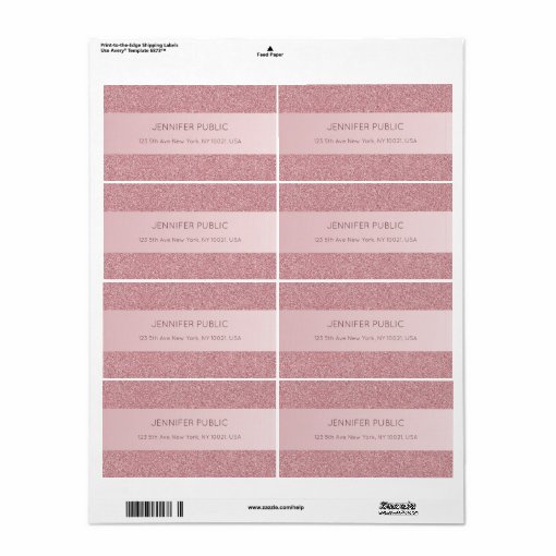Rose Gold Glitter Elegant Trendy Template Shipping Label | Zazzle