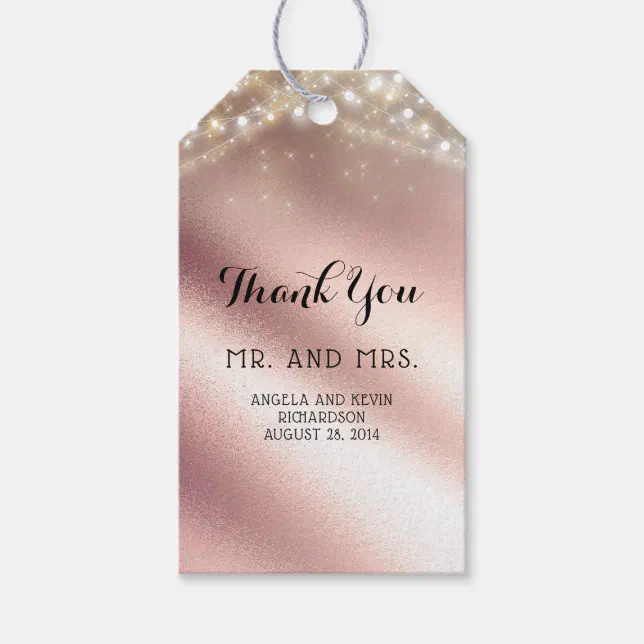 Rose Gold Glitter Elegant Wedding Gift Tags | Zazzle