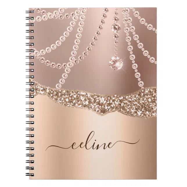 Rose Gold Glitter Girly Chich Elegant Sparkle Notebook | Zazzle