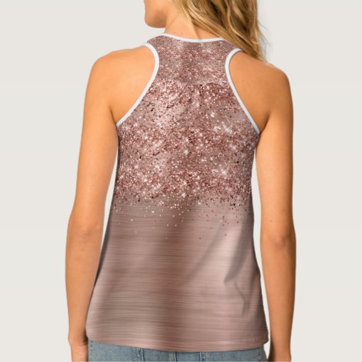 Rose Gold Glitter Girly Glam Metallic Tank Top | Zazzle