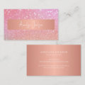 Rose gold glitter girly signature script business card | Zazzle
