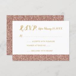 Rose Gold Glitter & Gold RSVP 3.5x5 A1 | Zazzle