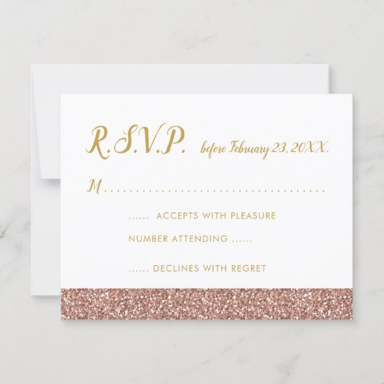 Rose Gold Glitter & Gold RSVP Card A2 | Zazzle.com