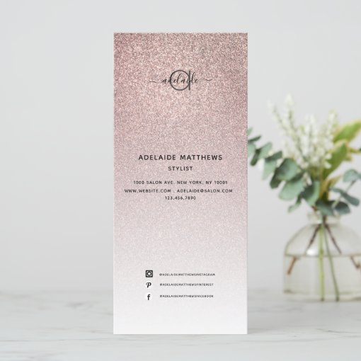 Rose Gold Glitter Hair Salon Makeup Artist Service Menu | Zazzle