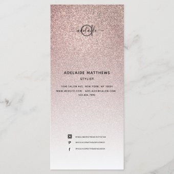 Rose Gold Glitter Hair Salon Makeup Artist Service Menu | Zazzle