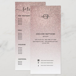 Rose Gold Glitter Hair Salon Makeup Artist Service Menu | Zazzle