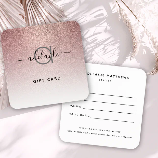 Rose Gold Glitter Hair Salon Makeup Gift Card | Zazzle