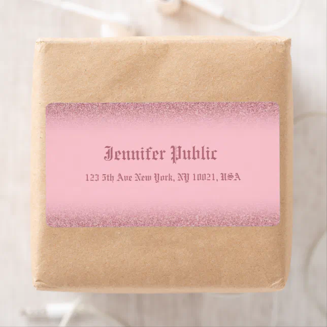 Rose Gold Glitter Handwriting Template Elegant Label | Zazzle