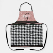Rose Gold Glitter Houndstooth your name monogram Apron | Zazzle