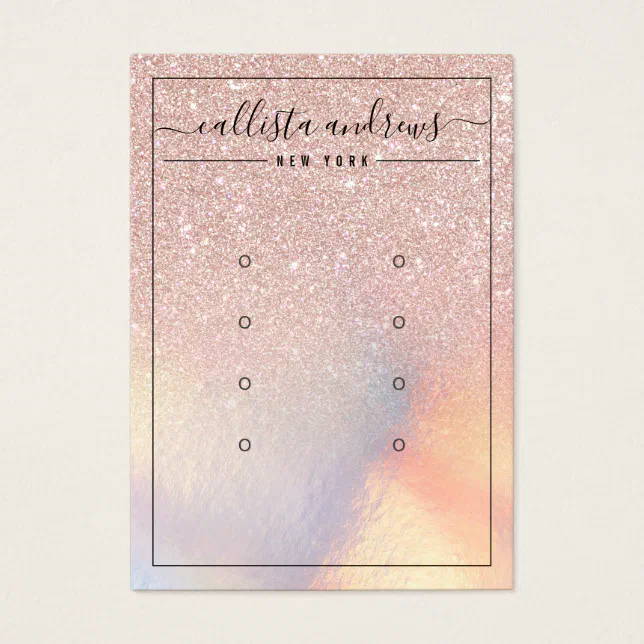 Rose Gold Glitter Iridescent Earrings Display Card | Zazzle